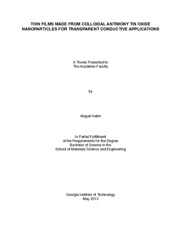 (PDF) Thin Films Made from Colloidal Antimony Tin Oxide Nanoparticles ...