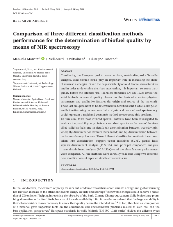 (PDF) Comparison of three different classification methods performance for the determination of ...