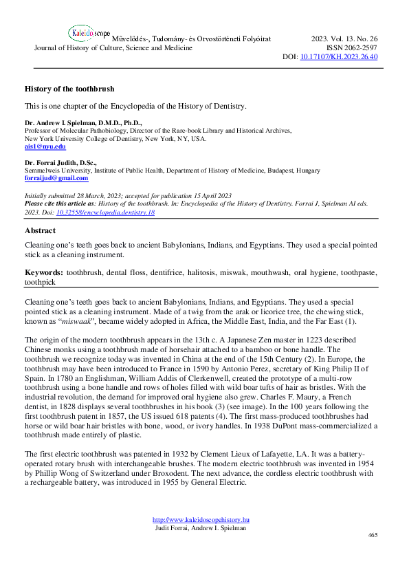 (PDF) History of the toothbrush