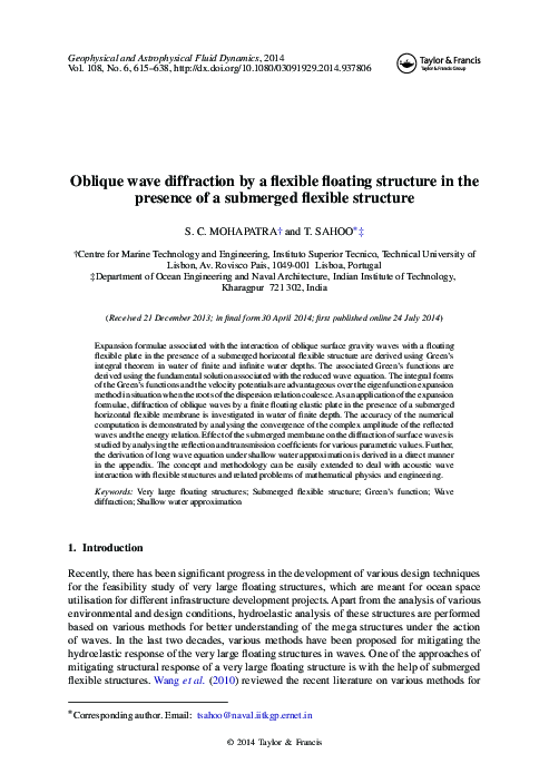 (PDF) Oblique wave diffraction by a flexible floating structure in the ...
