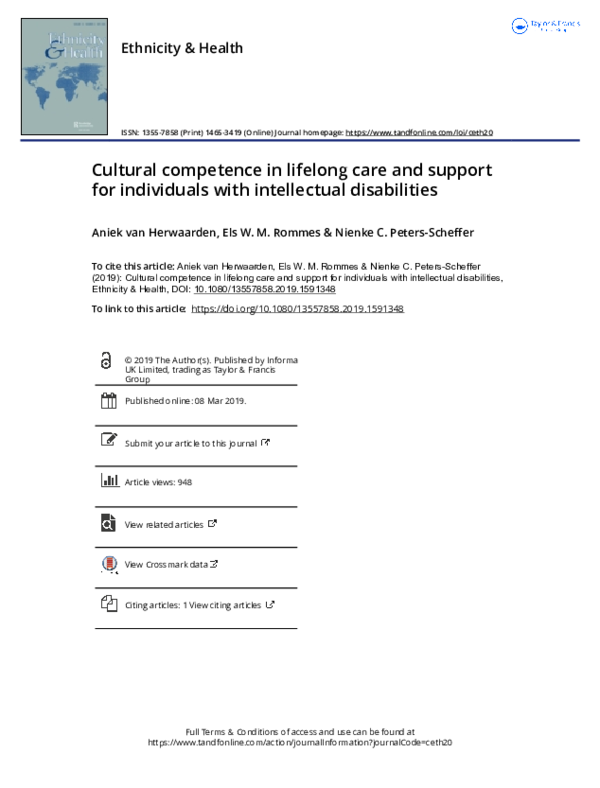 (PDF) Cultural competence in lifelong care and support for individuals ...