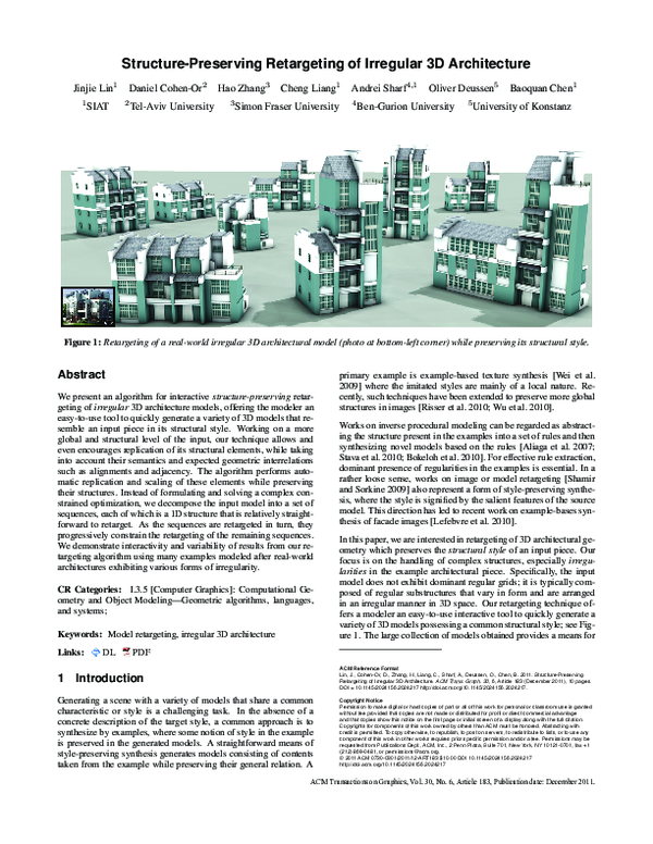 (PDF) Structure-preserving retargeting of irregular 3D architecture
