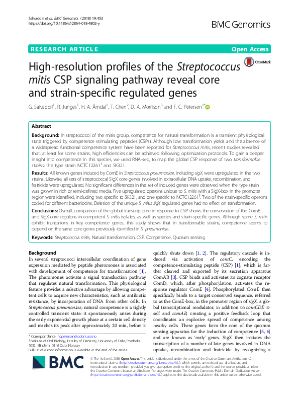 (PDF) High-resolution profiles of the Streptococcus mitis CSP signaling ...