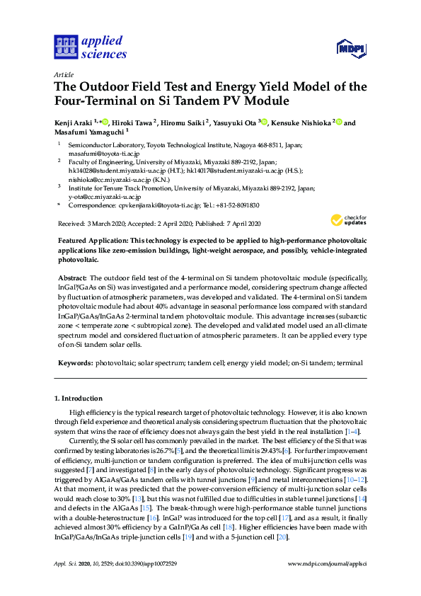 (PDF) The Outdoor Field Test and Energy Yield Model of the Four ...