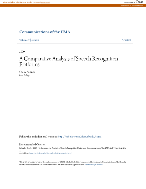 (PDF) A Comparative Analysis of Speech Recognition Platforms (PDF) A Comparative Analysis of Speech Recognition Platforms