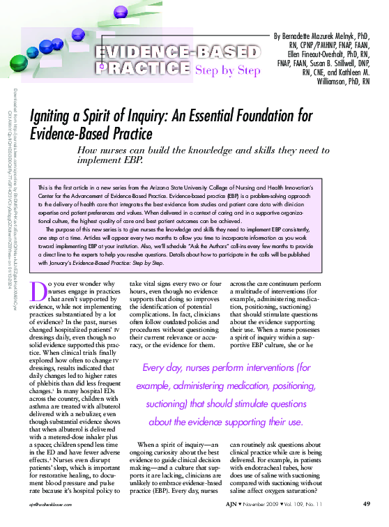 (PDF) Evidence based practice step by step igniting a.