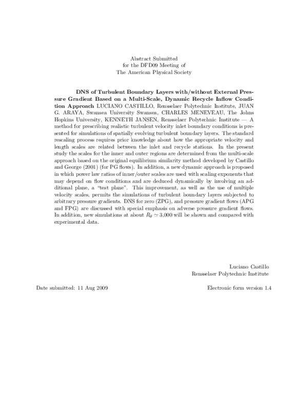 Pdf Dns Of Turbulent Boundary Layers Withwithout External Pressure Gradient Based On A Multi