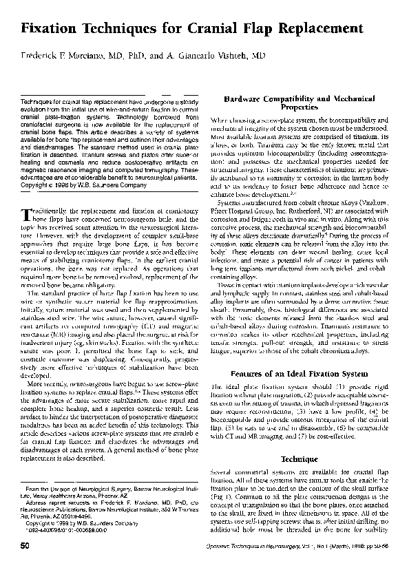 (PDF) Advances in Cranial Flap Fixation Techniques