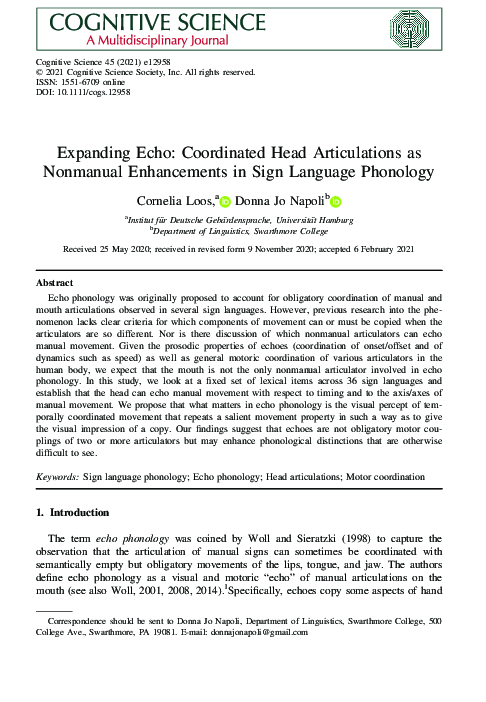 (PDF) Expanding Echo: Coordinated Head Articulations as Nonmanual ...