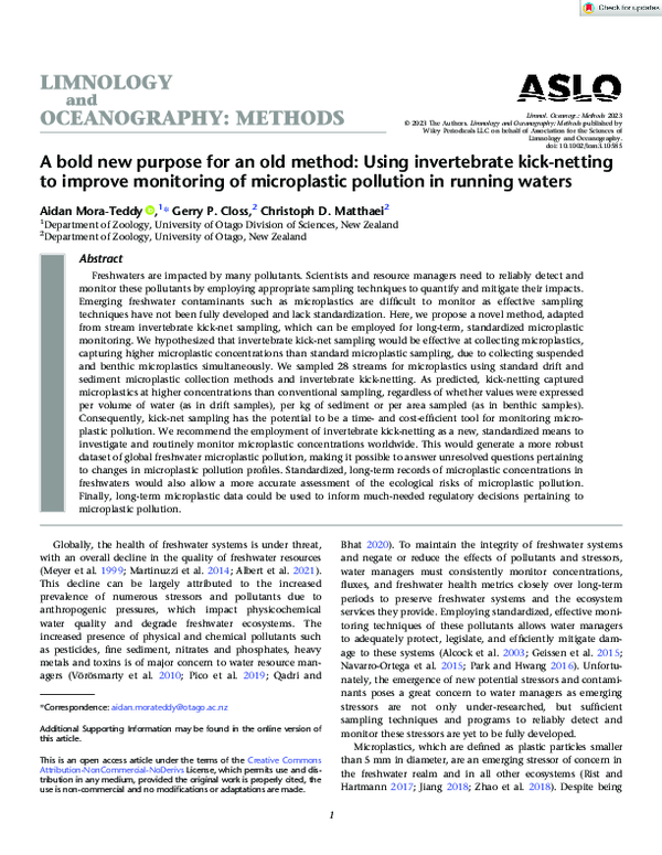(PDF) A Bold New Purpose for an Old Method Using Kick-Netting in ...