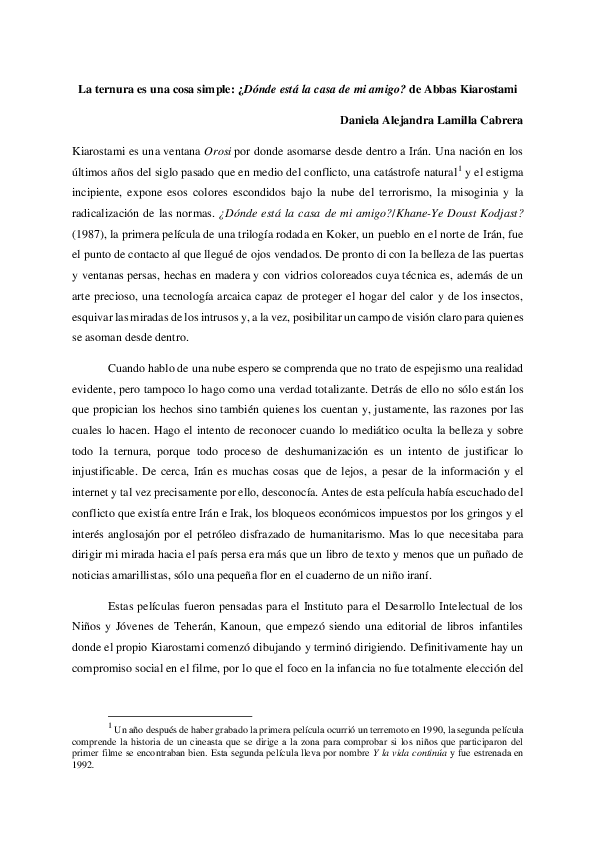 (PDF) La ternura es una cosa simple: ¿Dónde está la casa de mi amigo? de Abbas Kiarostami