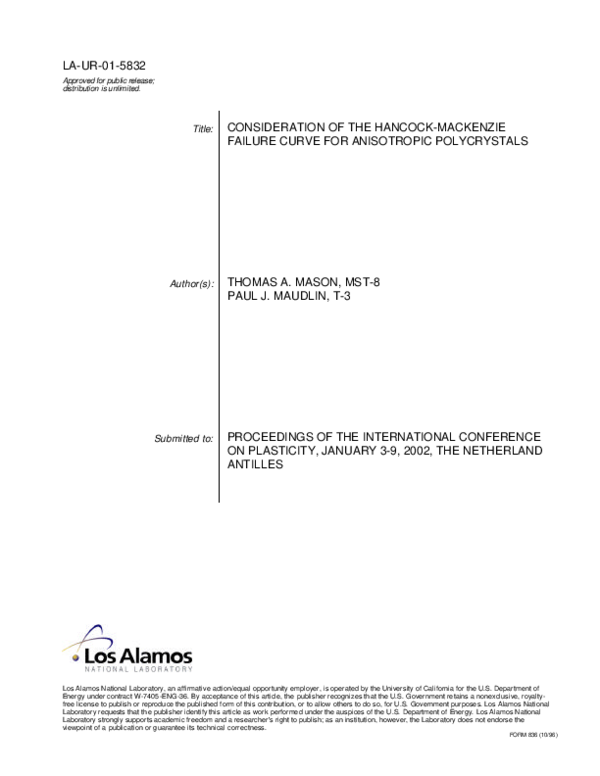 (PDF) Consideration of the Hancock-Mackenzie failure curve for ...
