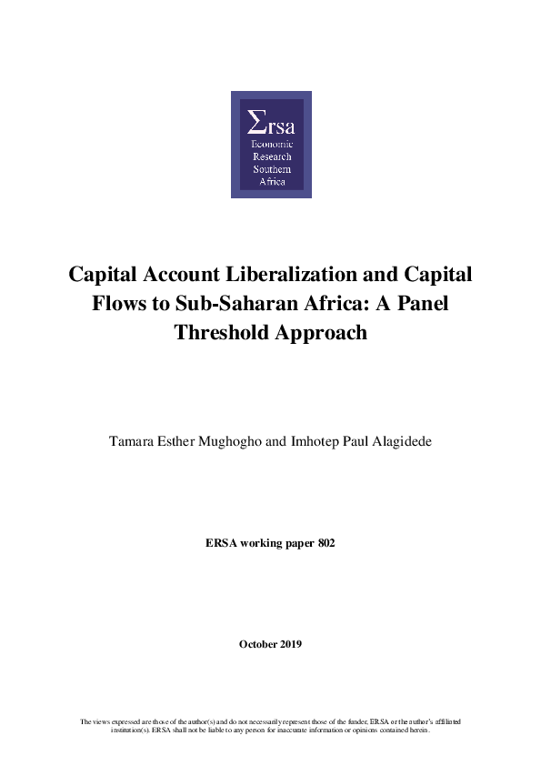 (PDF) Capital Account Liberalization and Capital Flows to Sub-Saharan ...