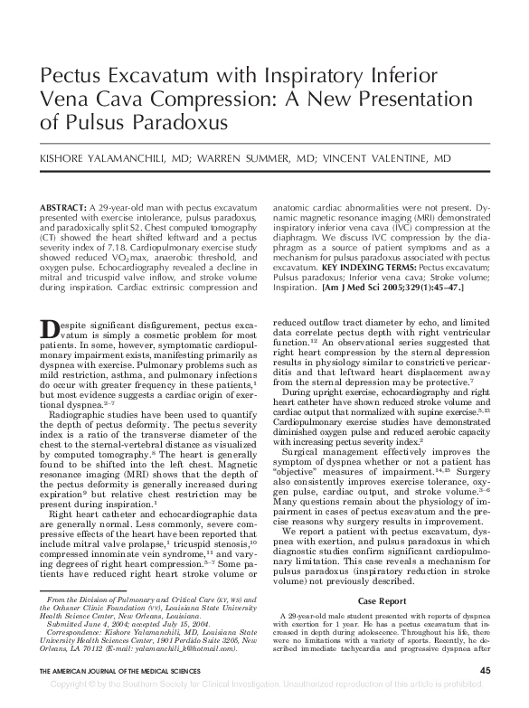 (PDF) Pectus Excavatum with Inspiratory Inferior Vena Cava Compression ...