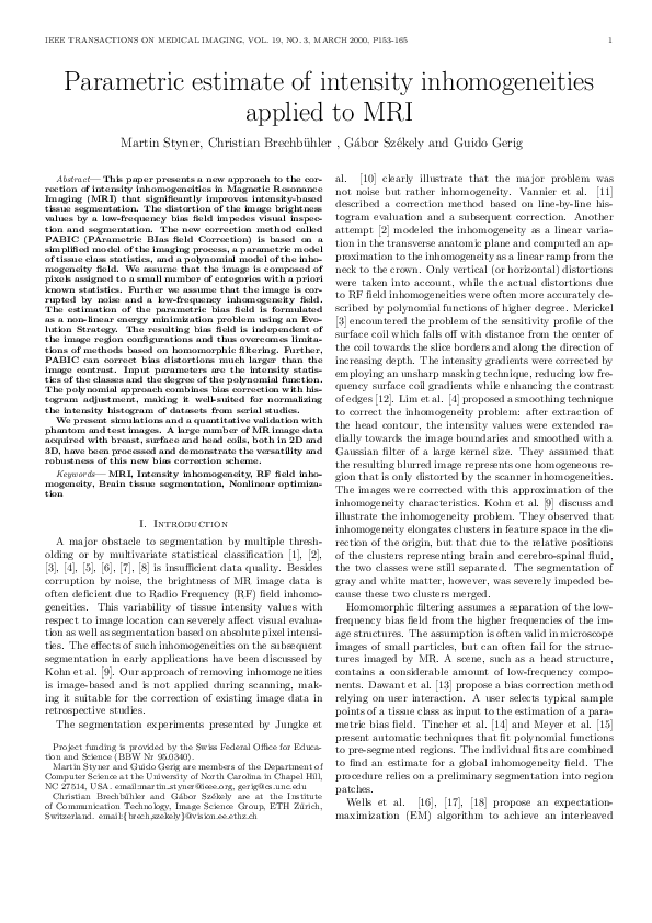 (PDF) Parametric estimate of intensity inhomogeneities applied to MRI ...