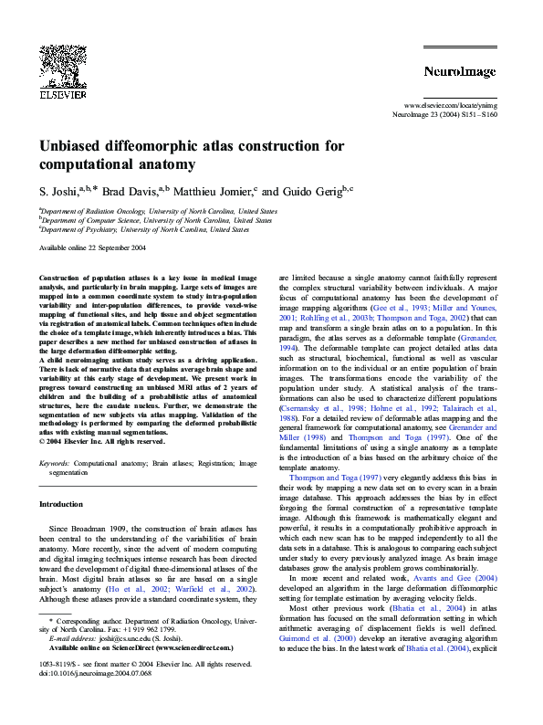 (PDF) Unbiased diffeomorphic atlas construction for computational anatomy