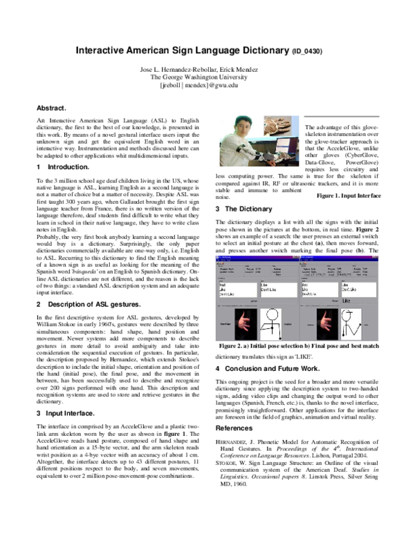 (PDF) Interactive American Sign Language dictionary