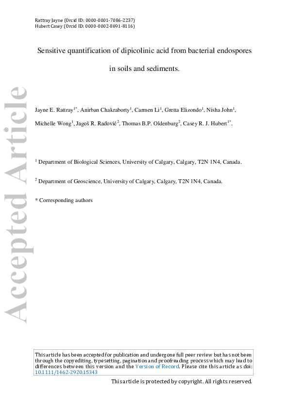 (PDF) Sensitive quantification of dipicolinic acid from bacterial ...