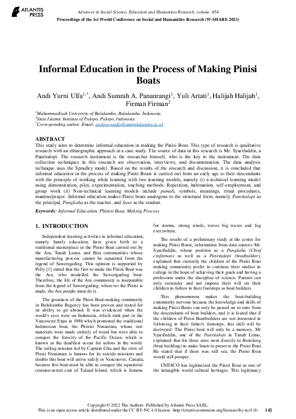 (PDF) Informal Education in the Process of Making Pinisi Boats