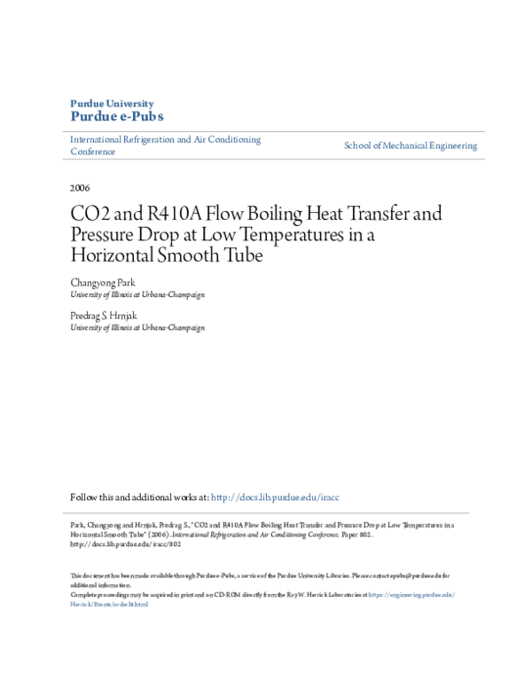 (PDF) CO2 and R410A flow boiling heat transfer, pressure drop, and flow ...