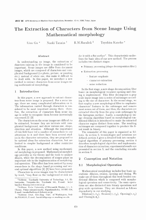 Pdf The Extraction Of Characters From Scene Image Using Mathematical Morphology