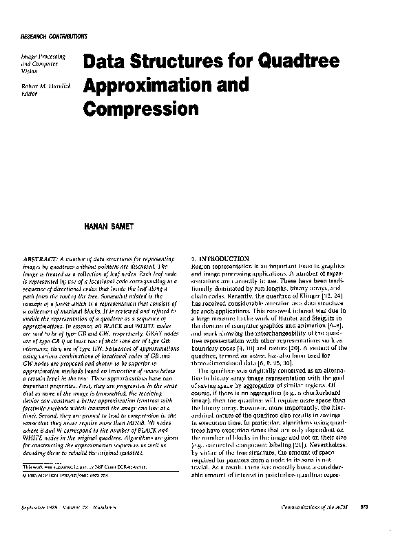 Pdf Data Structures For Quadtree