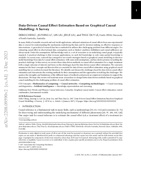 (PDF) Data-Driven Causal Effect Estimation Based on Graphical Causal Modelling: A Survey