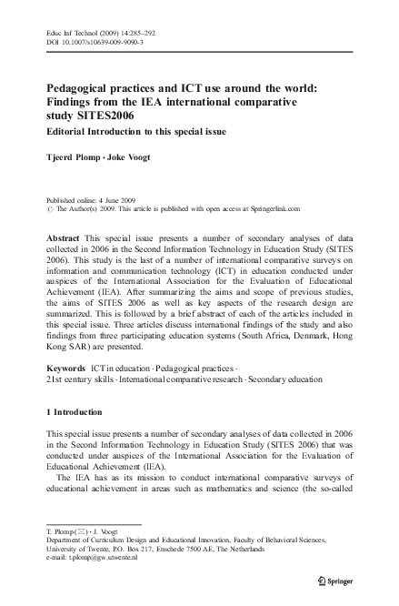 (PDF) Pedagogical practices and ICT use around the world: Findings from ...