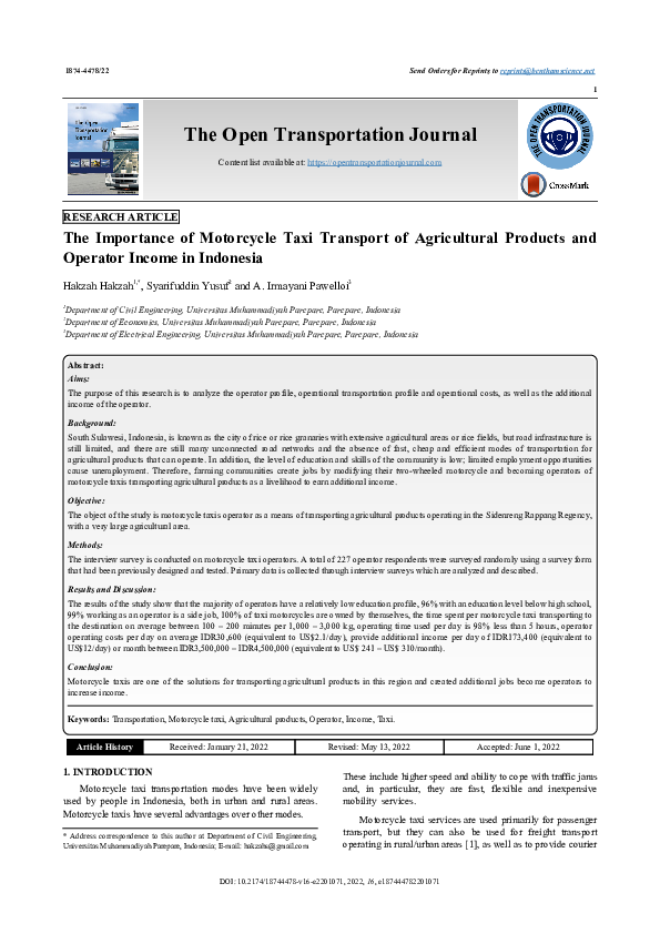 (PDF) The Open Transportation Journal