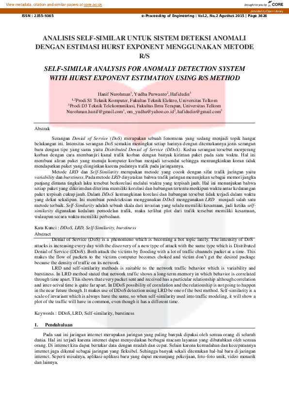 (PDF) Analisis Self-similar Untuk Sistem Deteksi Anomali Dengan Estimasi Hurst Eksponen ...