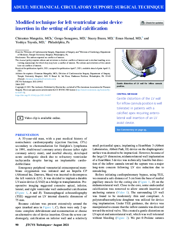 (PDF) Modified technique for left ventricular assist device insertion ...