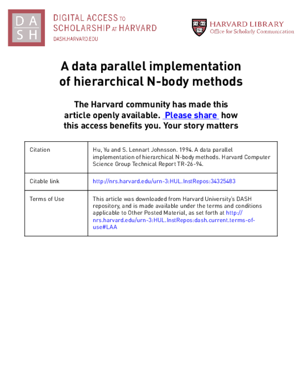 Pdf A Data Parallel Implementation Of Hierarchical N Body Methods