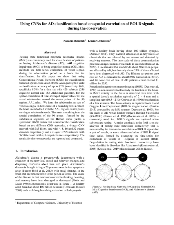 (PDF) Using CNNs for AD classification based on spatial correlation of BOLD signals during the ...