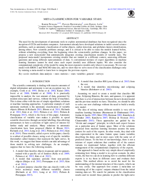 (PDF) Meta-Classification for Variable Stars