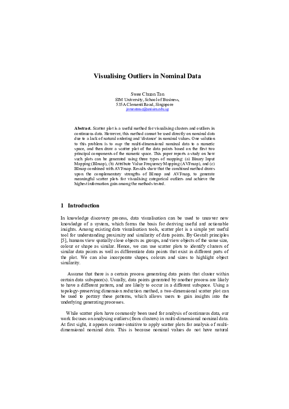 (PDF) Visualising Outliers in Nominal Data