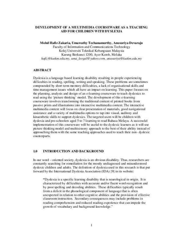(PDF) Development of a Multimedia Courseware as a Teaching Aid for ...