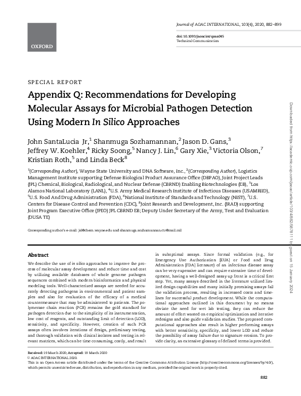 (PDF) Appendix Q: Recommendations for Developing Molecular Assays for Microbial Pathogen ...