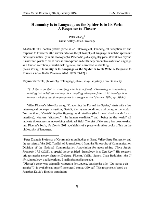 (PDF) Humanity Is to Language as the Spider Is to Its Web: A Response ...
