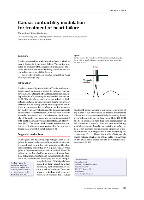 (PDF) Cardiac contractility modulation for treatment of heart failure