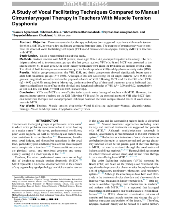 (PDF) A Study of Vocal Facilitating Techniques Compared to Manual ...