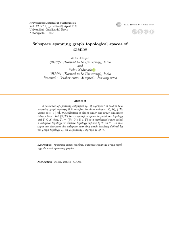 (PDF) Subspace spanning graph topological spaces of graphs