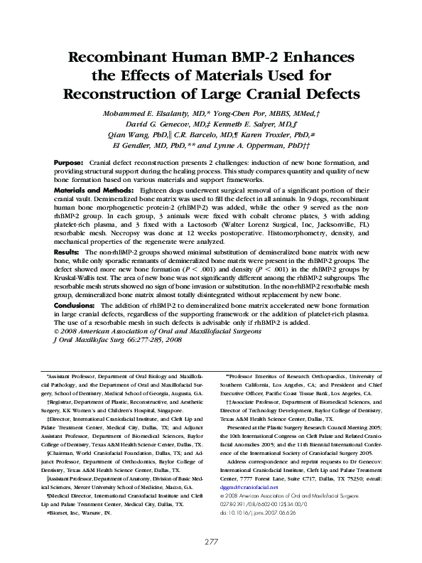 (PDF) Recombinant Human BMP-2 Enhances the Effects of Materials Used ...