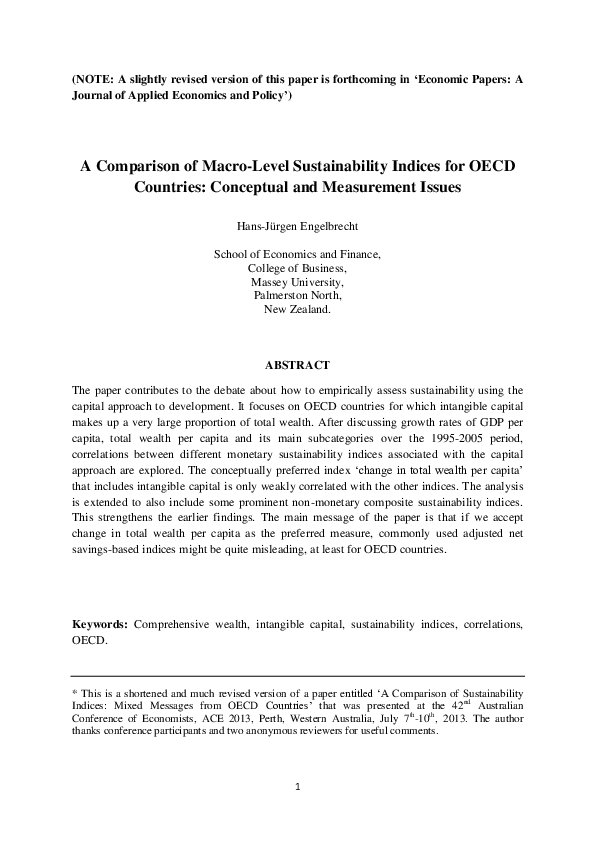 (PDF) A Comparison of Macro-Level Sustainability Indices for OECD ...