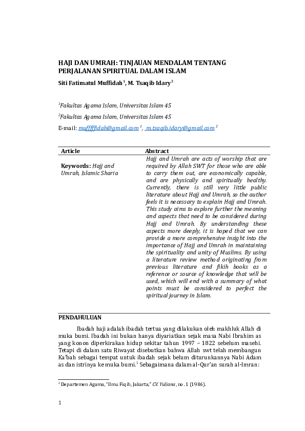 (DOC) HAJI DAN UMRAH: TINJAUAN MENDALAM TENTANG PERJALANAN SPIRITUAL ... (DOC) HAJI DAN UMRAH: TINJAUAN MENDALAM TENTANG PERJALANAN SPIRITUAL ...