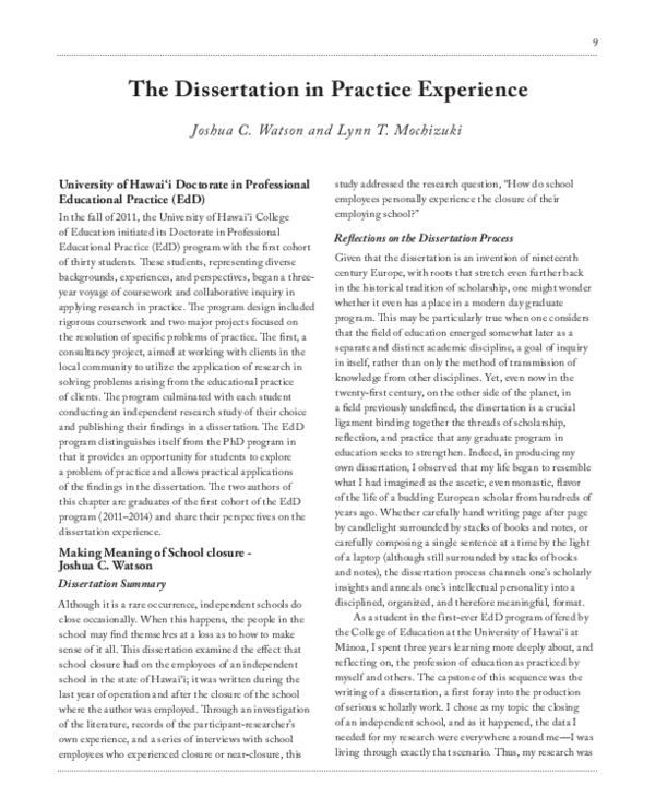 (PDF) The Dissertation in Practice Experience