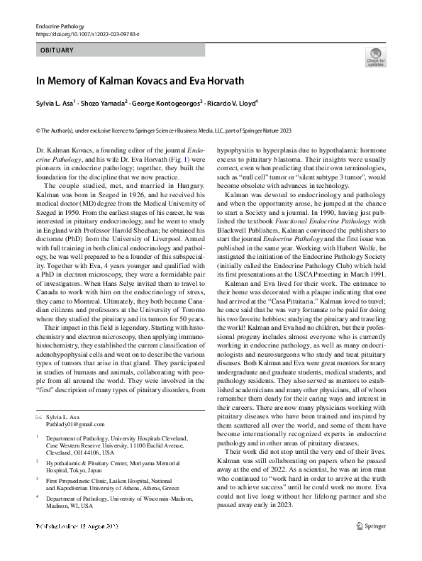 (PDF) In Memory of Kalman Kovacs and Eva Horvath