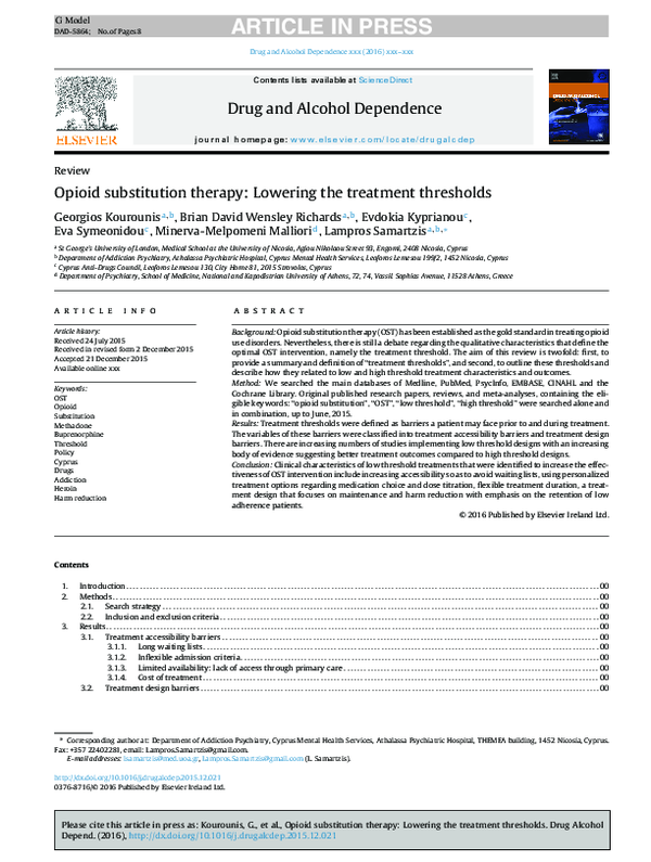 (PDF) Opioid substitution therapy: Lowering the treatment thresholds