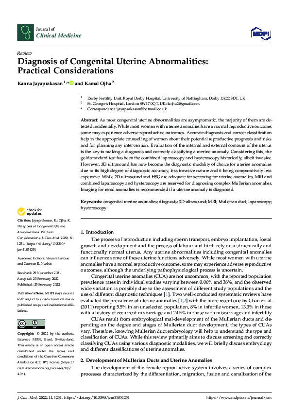 (PDF) Diagnosis of Congenital Uterine Abnormalities: Practical ...