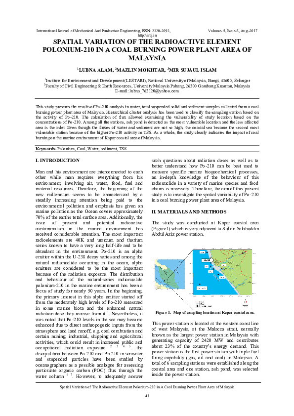 (PDF) Spatial Variation of the Radioactive Element Polonium-210 in a ...