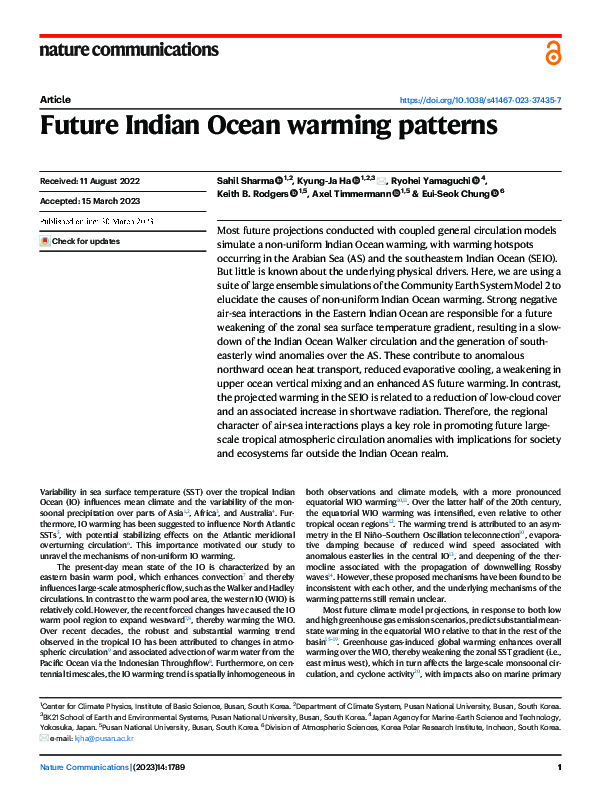 (PDF) Future Indian Ocean warming patterns